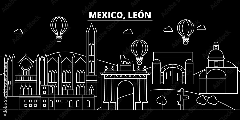 Leon silhouette skyline. Mexico - Leon vector city, mexican linear ...