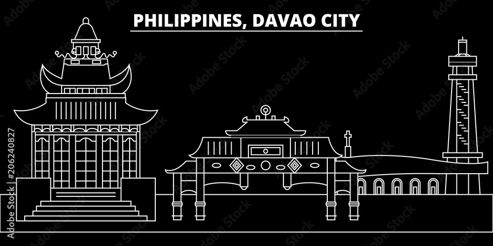 Davao City silhouette skyline. Philippines - Davao City vector city ...