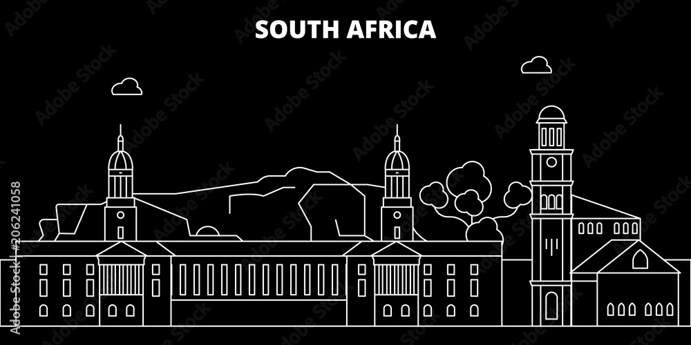 South Africa silhouette skyline, vector, city, african linear ...