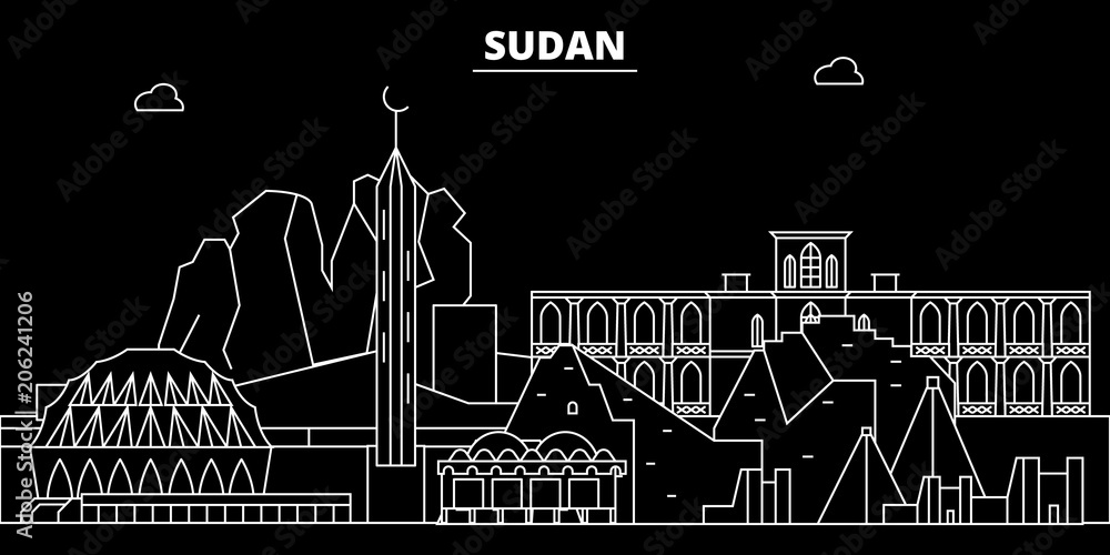 Sudan silhouette skyline, vector, city, sudanese linear architecture ...