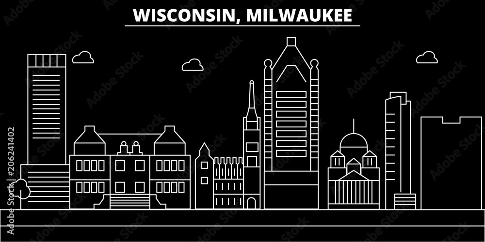 Milwaukee City silhouette skyline. USA - Milwaukee City vector city ...