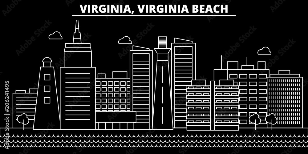Virginia Beach silhouette skyline. USA - Virginia Beach vector city ...