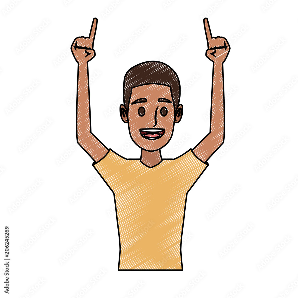 young man doing hands expressions vector illustration graphic design ...