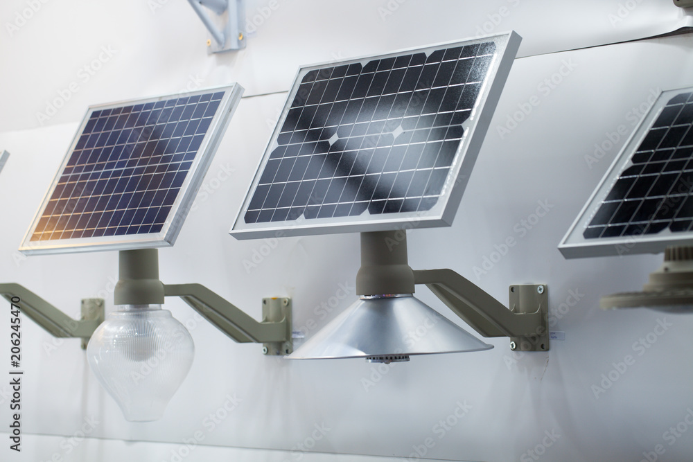 solar cell street lamp using for technology nature ecology power. Stock ...