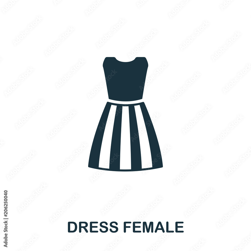 Dress Female icon. Flat style icon design. UI. Illustration of dress ...