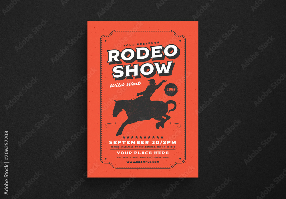 Rodeo Event Flyer Layout Stock Template | Adobe Stock