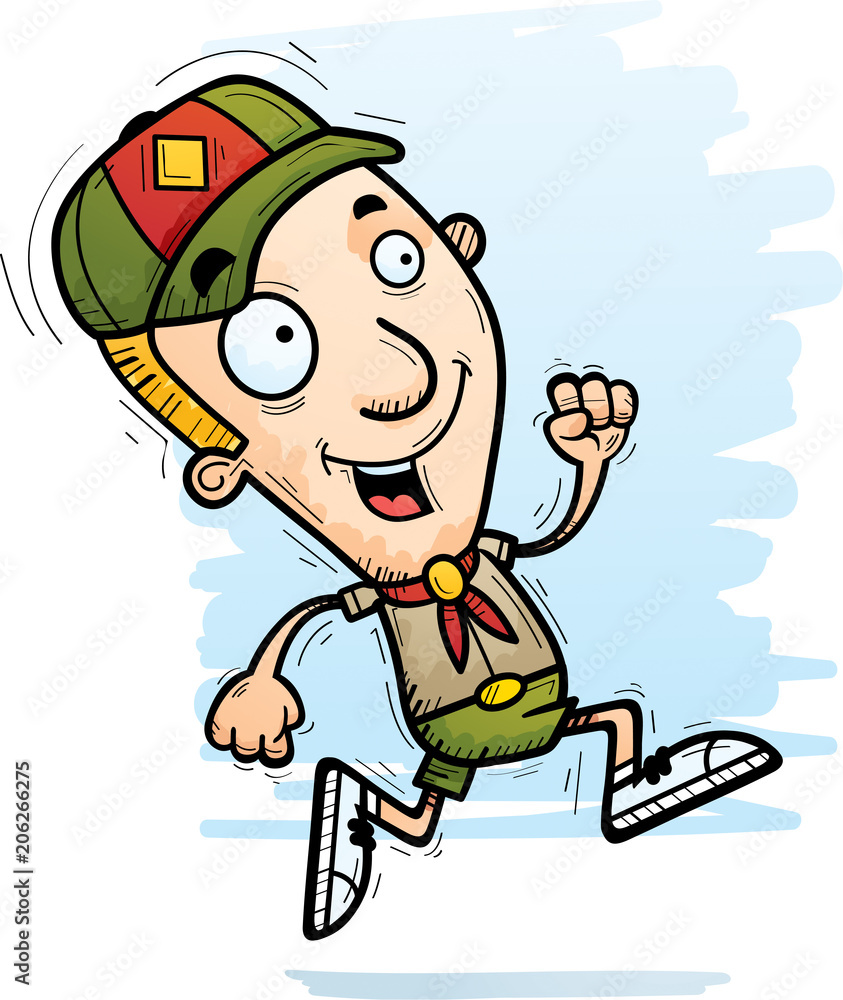 Cartoon Boy Scout Running Stock Vector | Adobe Stock