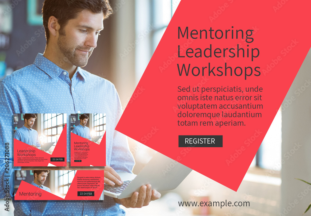 4 Social Media Post Layouts with Magenta Geometric Elements Stock ...