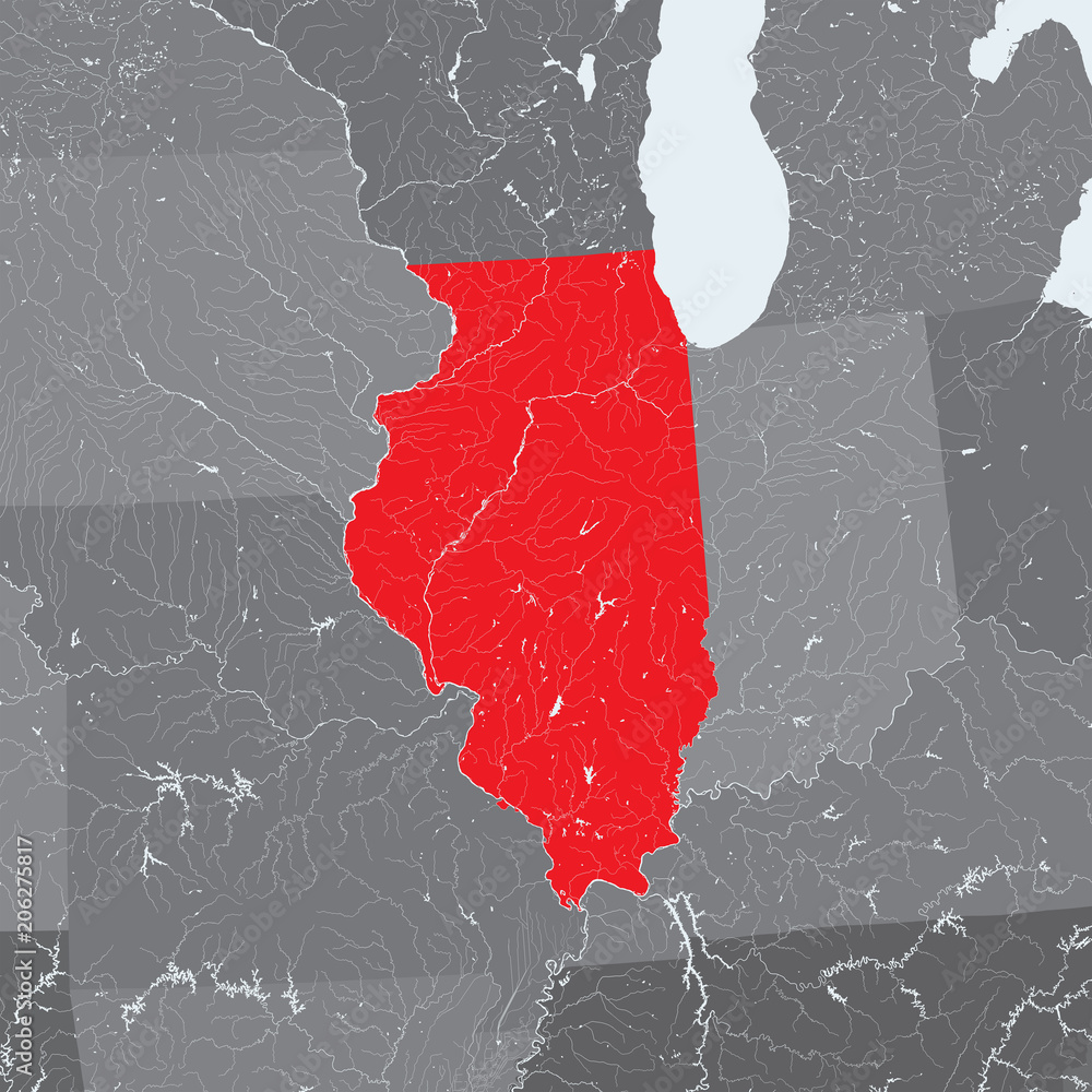 U.S. states - map of Illinois state with paper cut effect. Hand made ...