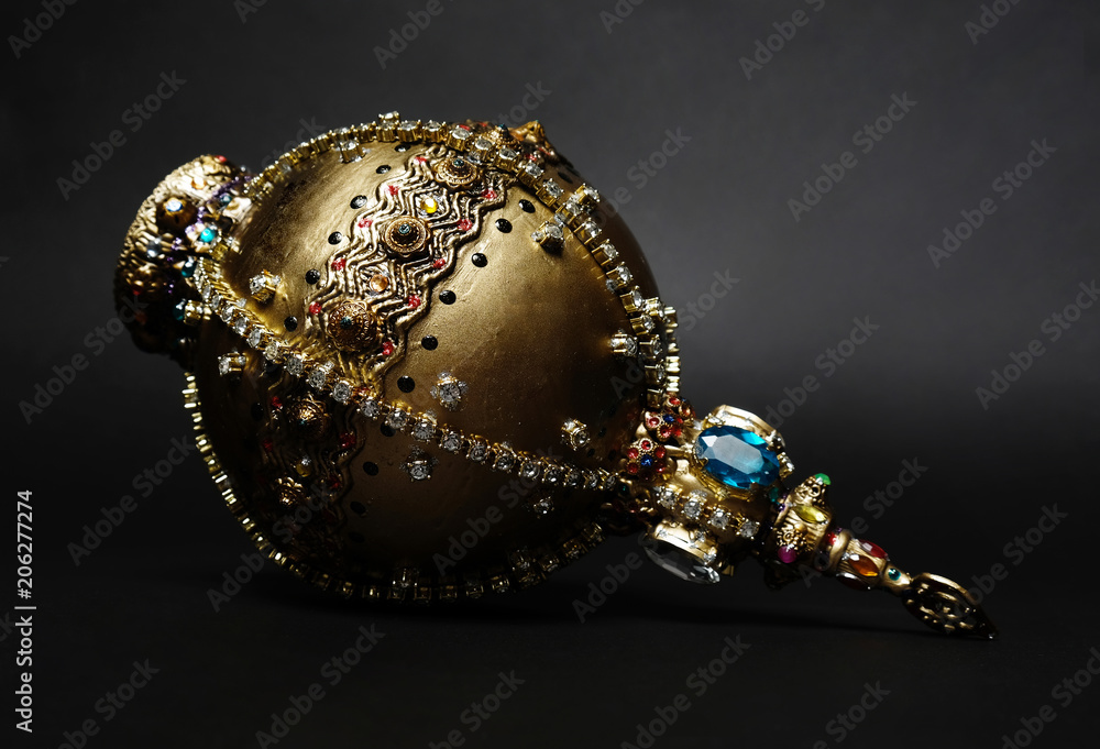 Golden royal regalia and symbol of authority decorated with gems Stock ...