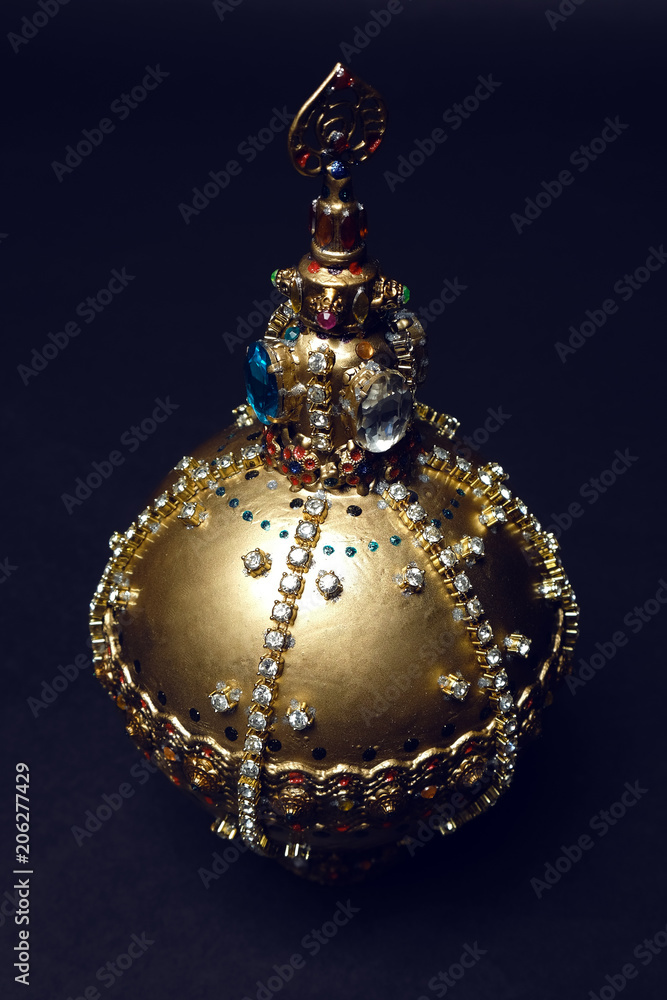 Golden royal regalia and symbol of authority decorated with gems Stock ...
