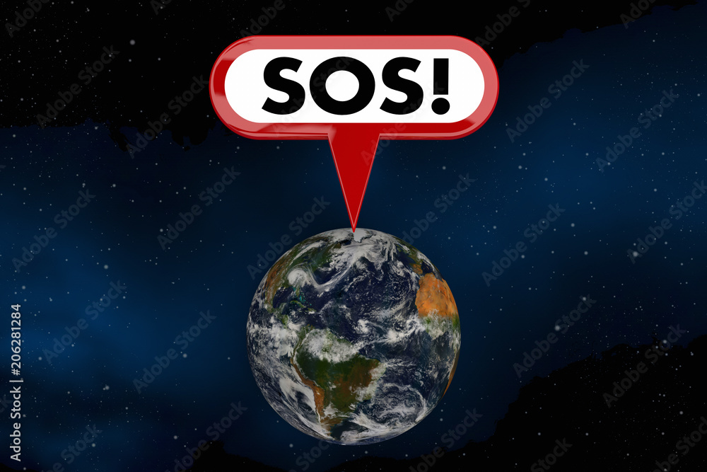 SOS Earth Planet Earth Help Save Environment Word 3d Render ...