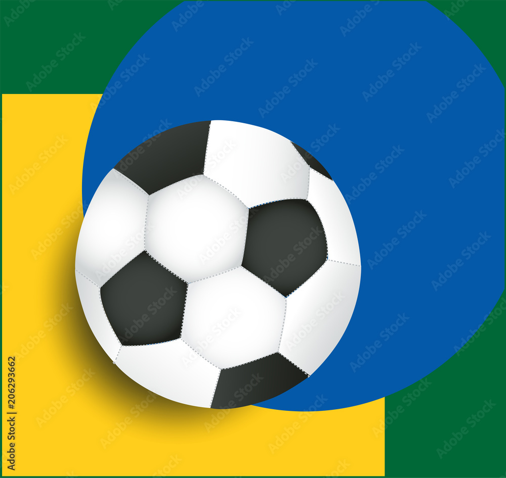 Soccer ball on blue yellow and green background vector. Football ...