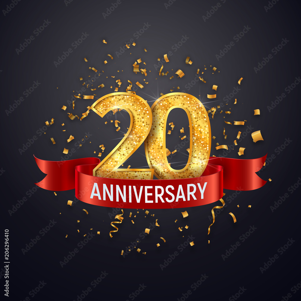 20 years anniversary logo template on dark background. Twenty ...