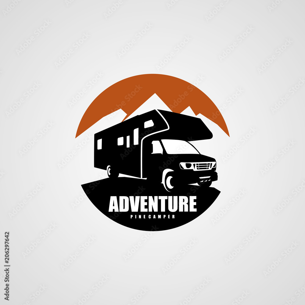 Adventure RV Camper Car Logo Designs Template Stock Vector | Adobe Stock