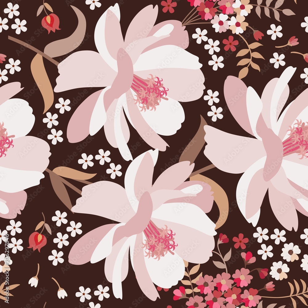 Pink And Brown Floral Background