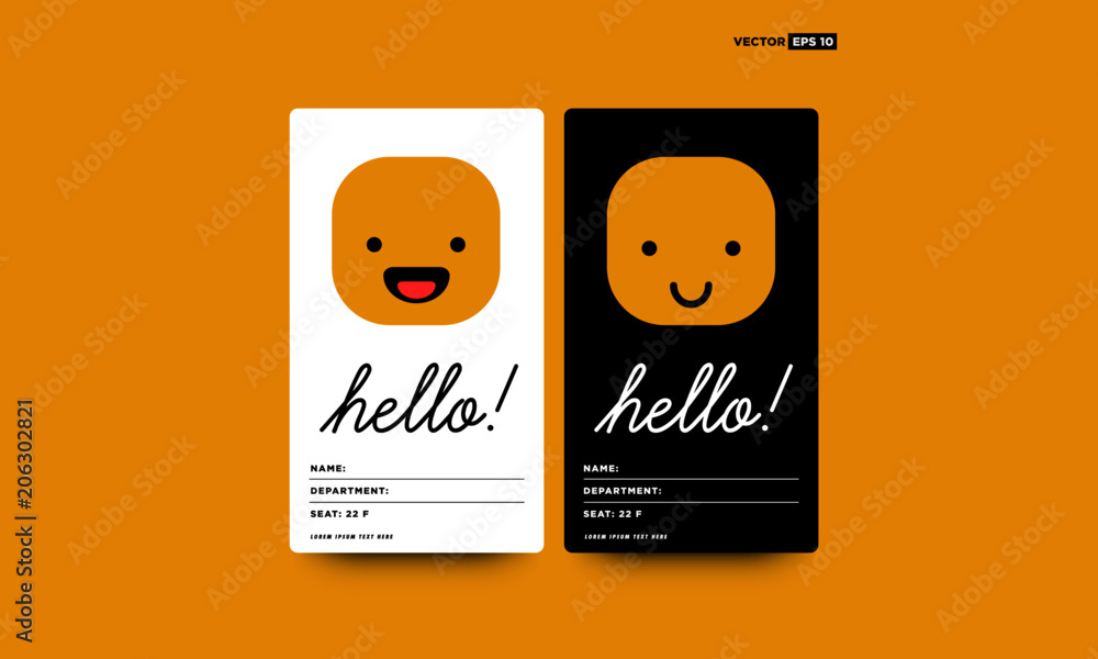 Smiling Emoji Hello ID Tag Card with Name Department Details ...