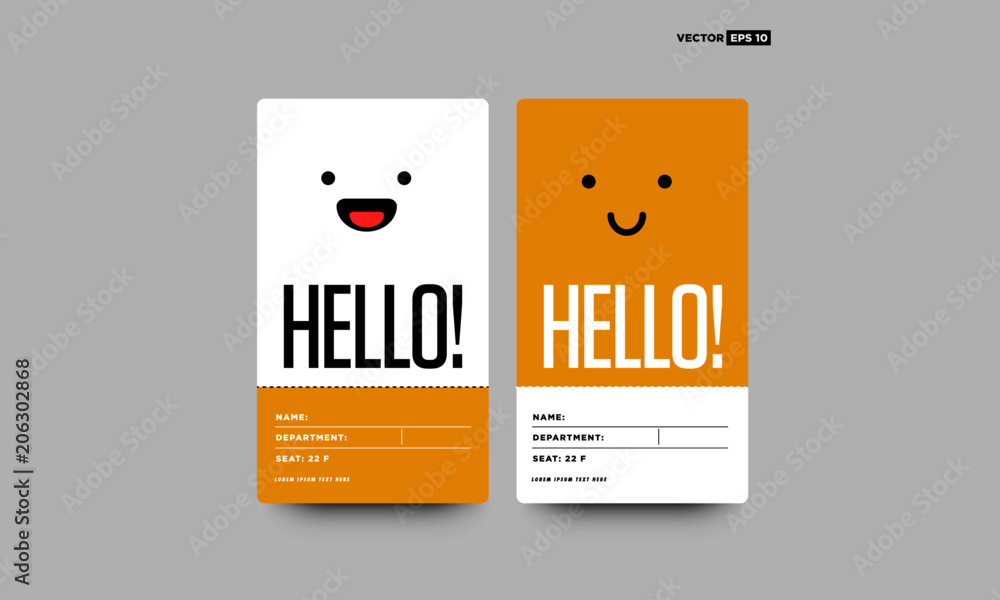 Smiling Emoji Hello ID Tag Card with Name Department Details ...