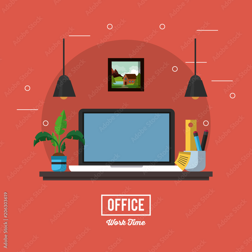 Office workplace banner information vector illustration graphic design ...