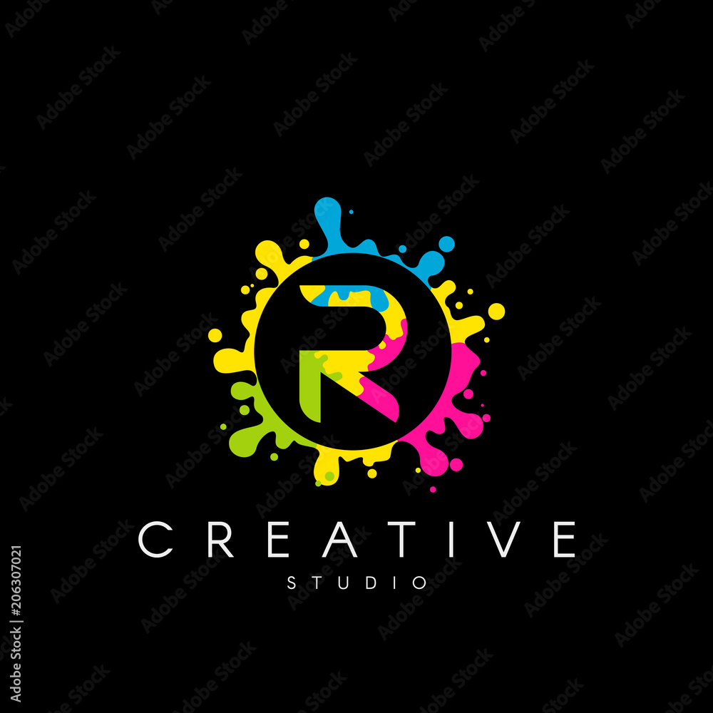 Letter R logo with colorful splash background Stock Vector | Adobe Stock