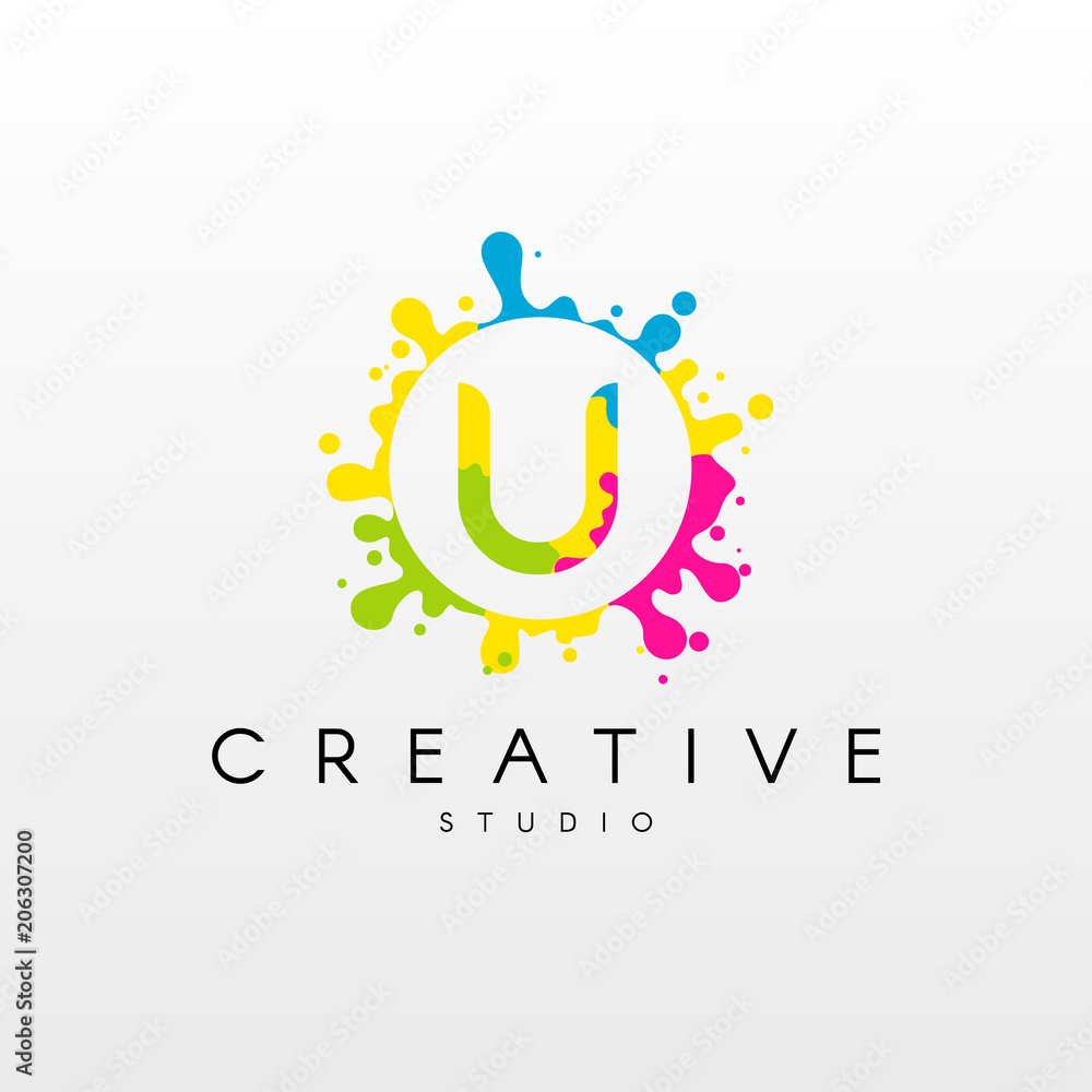 Letter U logo with colorful splash background Stock Vector | Adobe Stock