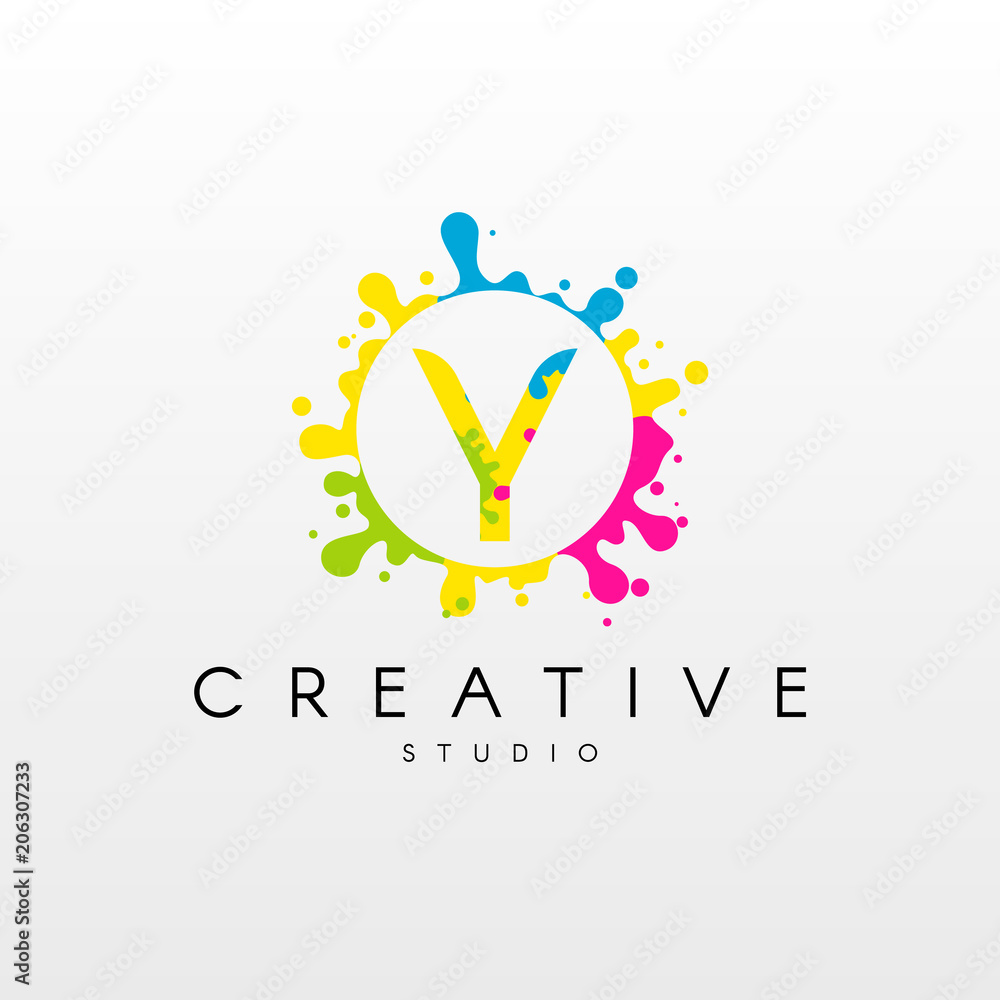 Letter Y logo with colorful splash background Stock Vector | Adobe Stock