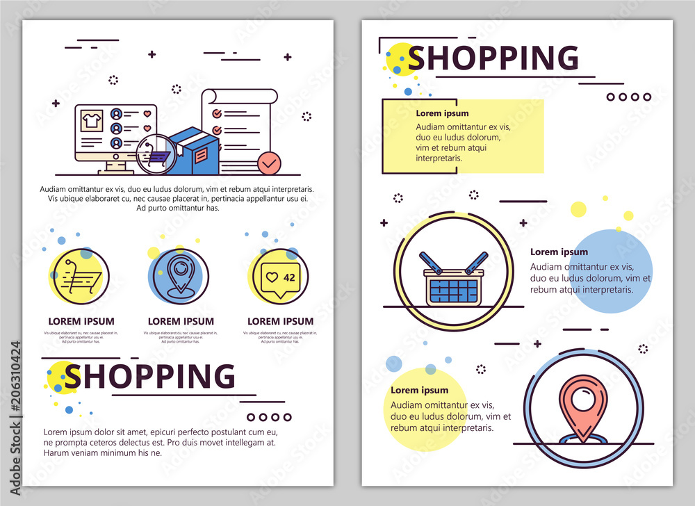 Vector line art shopping poster banner template Stock Vector | Adobe Stock