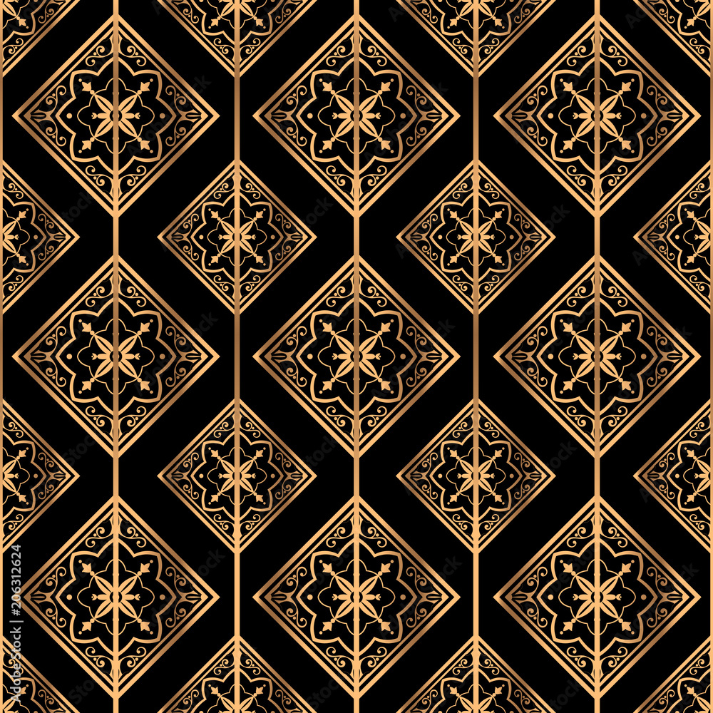 Luxury background vector. Golden royal pattern seamless. Classic tile ...