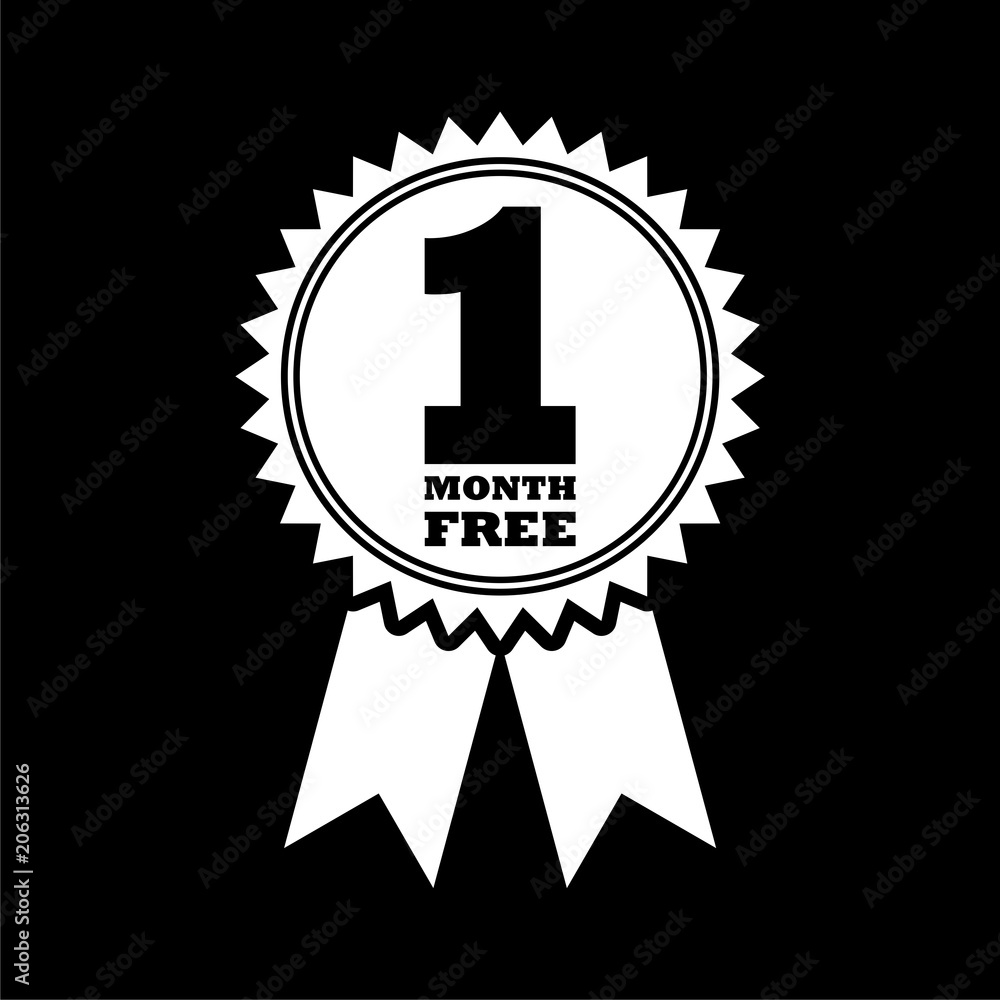 First month free sign icon, One month free on dark background Stock ...