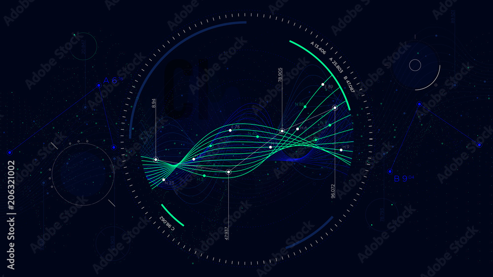 Big data network visualization, Interface screen infographic digital ...
