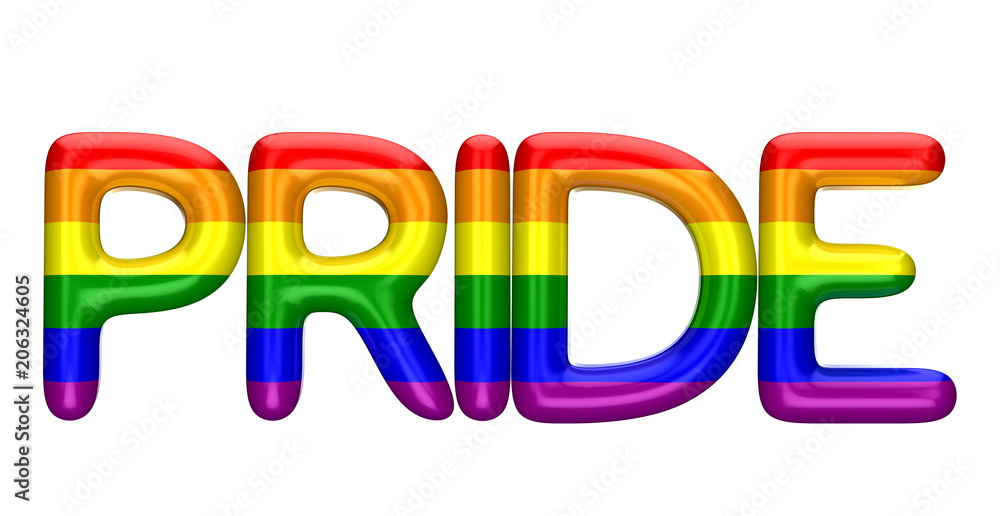 Pride Word Made From Shiny Lbgt Gay Pride Rainbow Letters 3d Rendering
