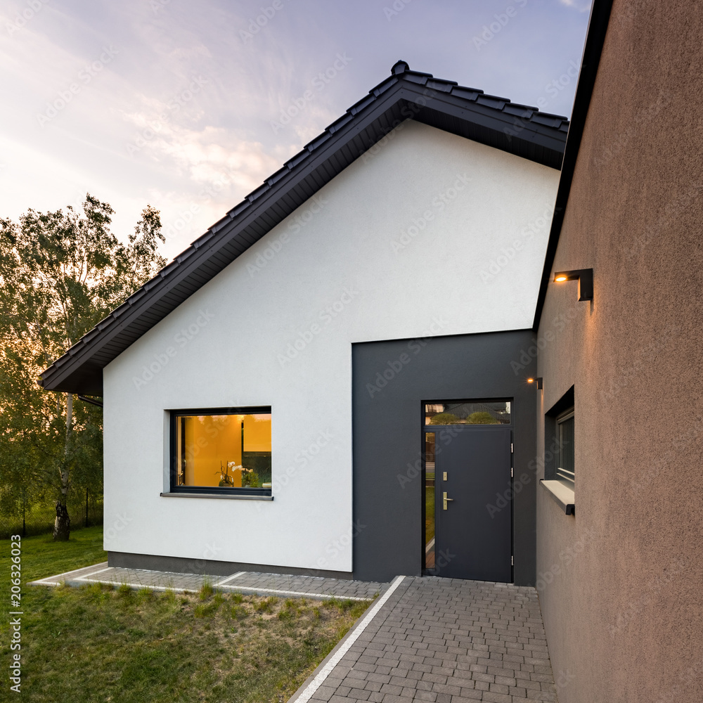 House with entry pathway Stock Photo | Adobe Stock