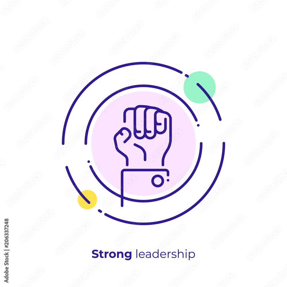 line art rised fist. Leadership hand. Team building. Scalable vector ...