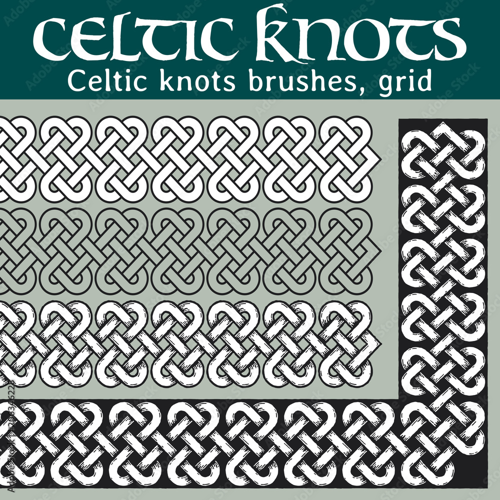Celtic knots brushes, grid. 4 different versions of a brush: with white ...
