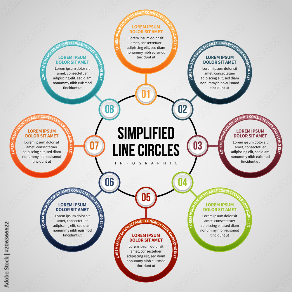 Simplified Line Circles Infographic Stock Vector | Adobe Stock