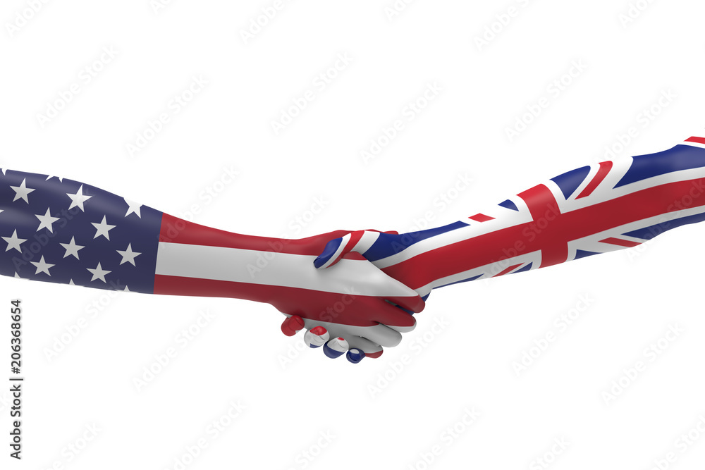 American British Handshake Bilateral talks 3D render Stock-Illustration ...