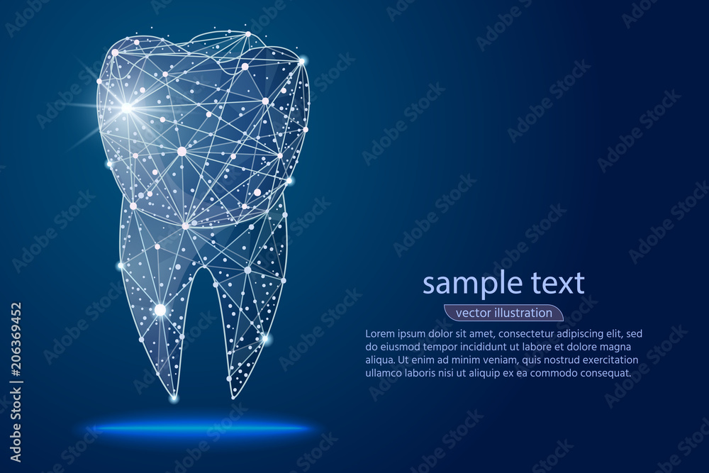 abstract design dental dental clinic, logo low poly wireframe. Vector ...