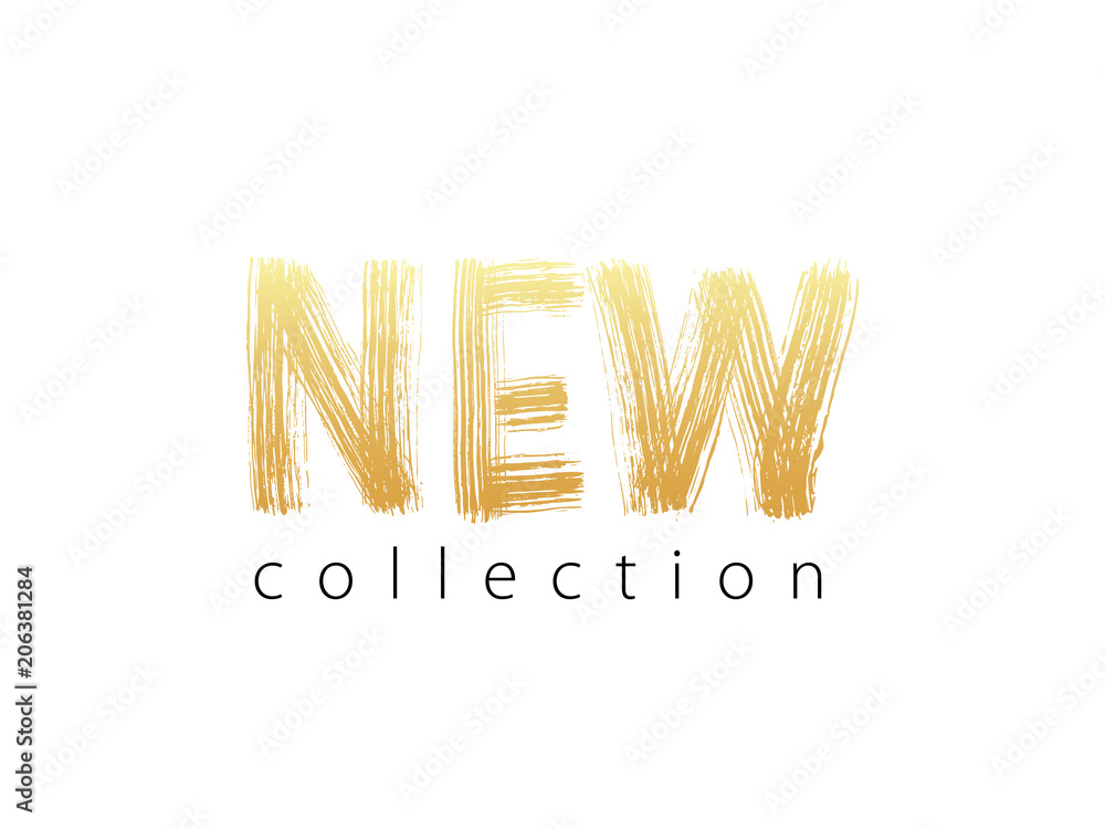 New collection gold text on white background.. Modern brush calligraphy ...