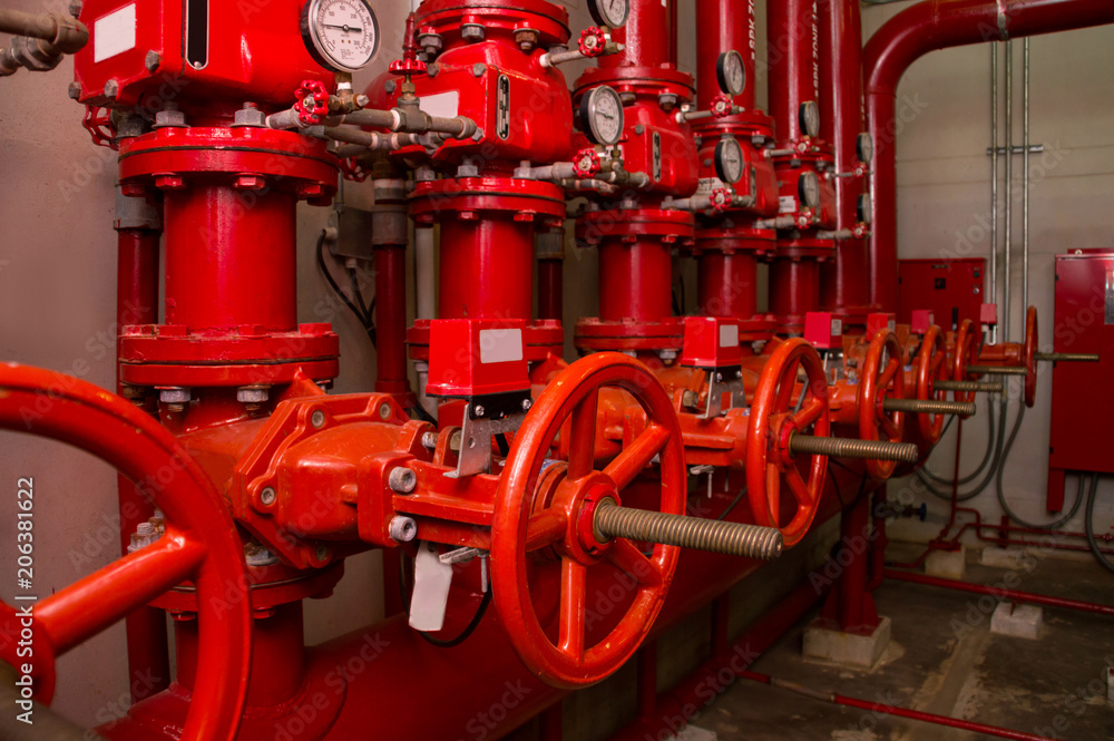 red generator pump for water sprinkler piping and fire alarm control ...