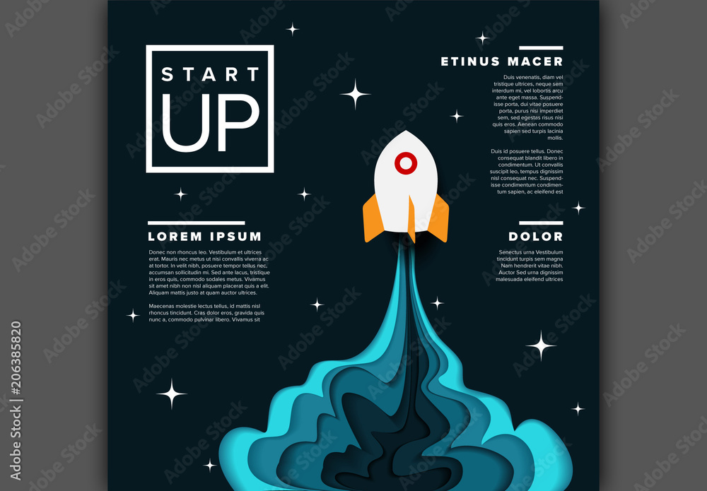 Rocket Ship Business Event Graphic Layout Stock Template | Adobe Stock