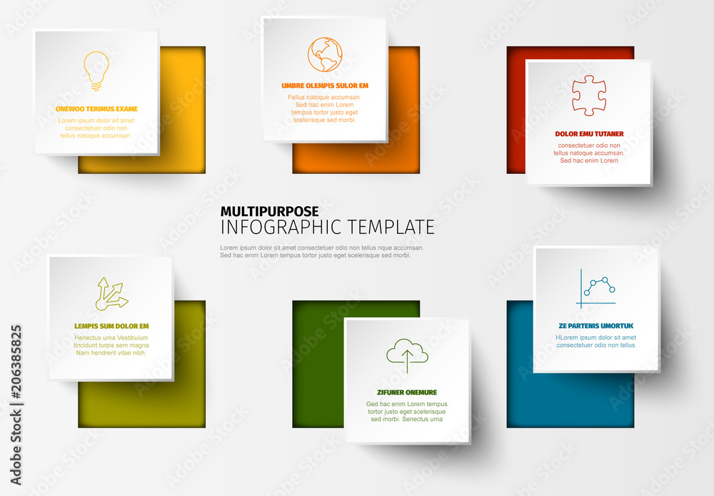 Cutout Squares Infographic Layout Stock Template | Adobe Stock