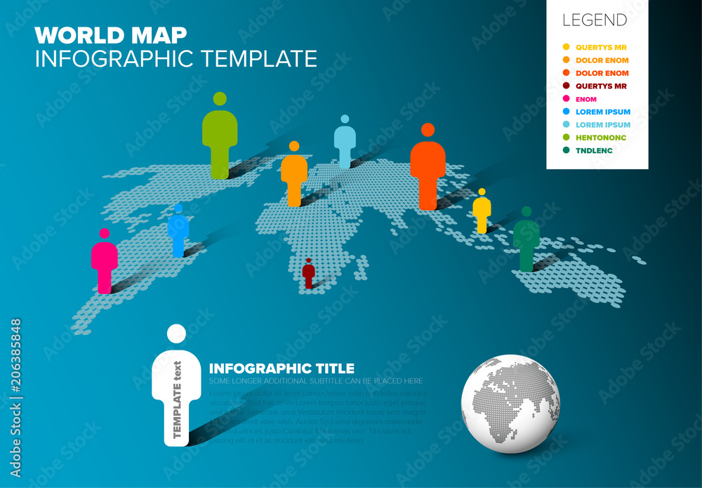 World Map Pictogram Infographic Layout Stock Template | Adobe Stock
