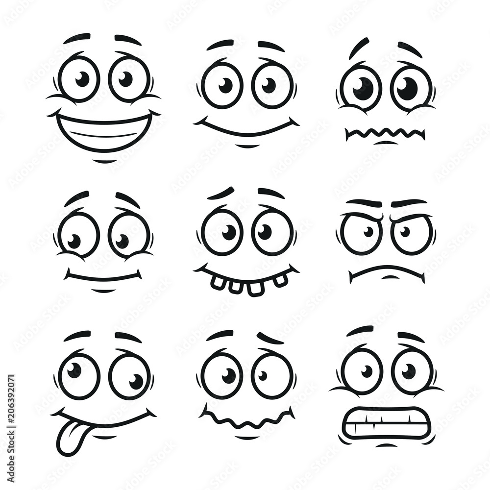 Cartoon faces set Stock Vector | Adobe Stock