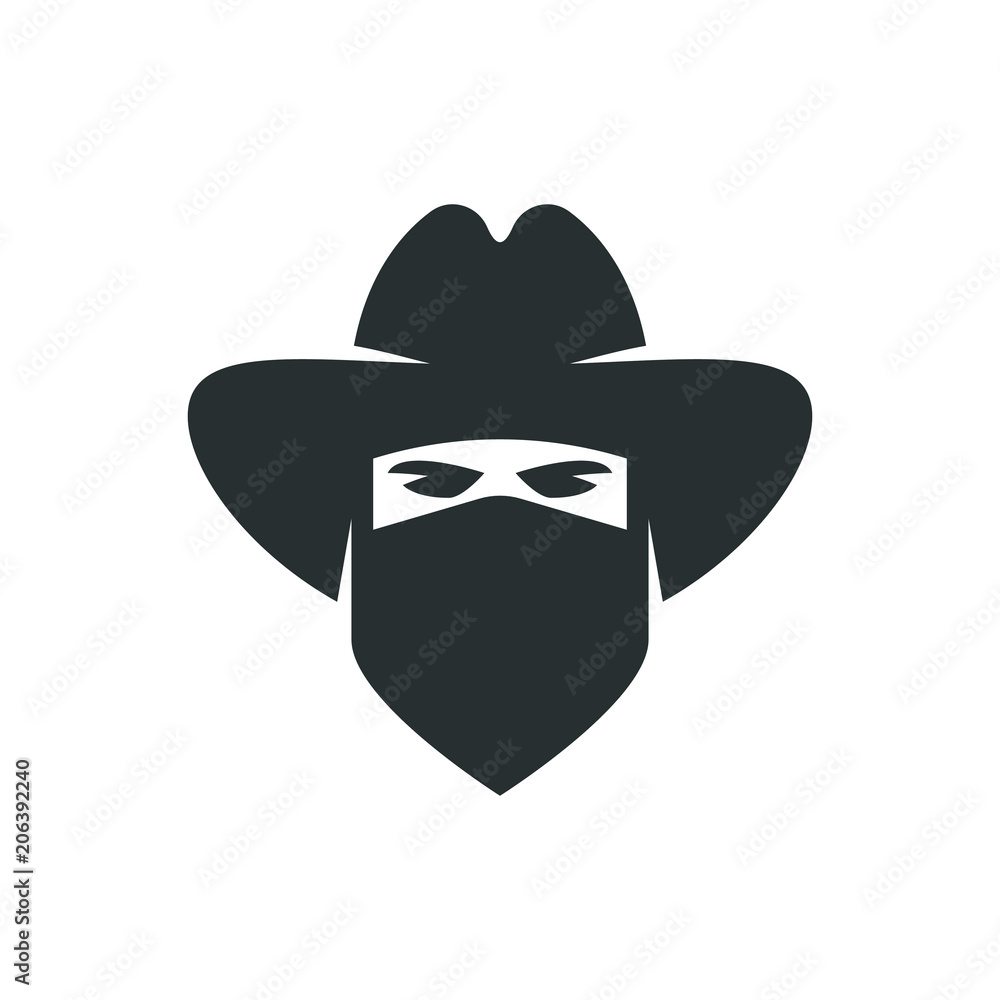 Cowboy. Bandit icon Stock Vector | Adobe Stock