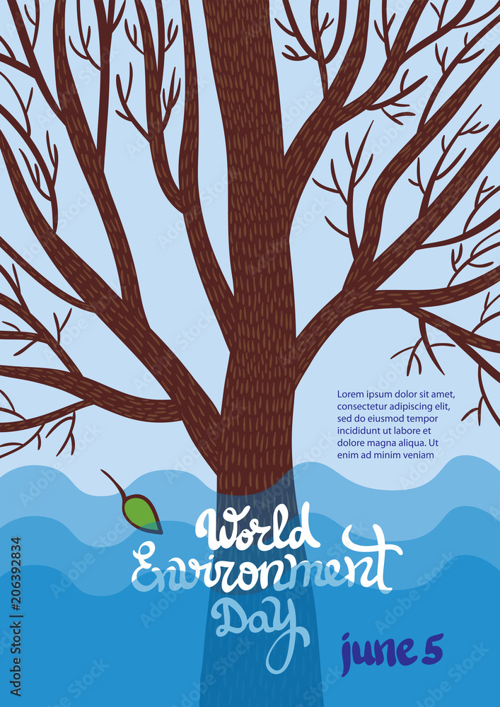 World Environment day poster. June 5 lettering. Vector illustration ...