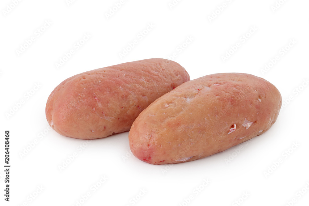 raw bull testicles on white background Stock Photo | Adobe Stock
