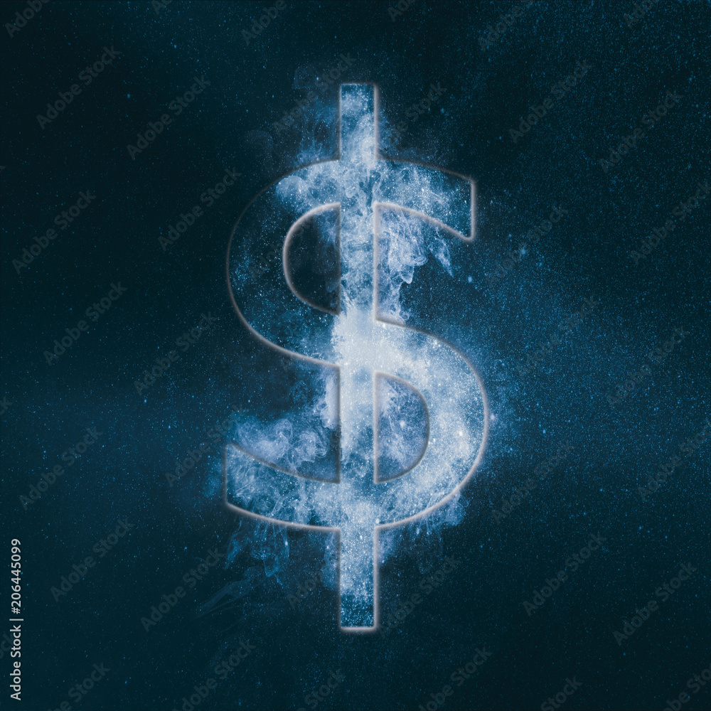 Dollar sign, Dollar Symbol. Monetary currency symbol. Abstract night ...