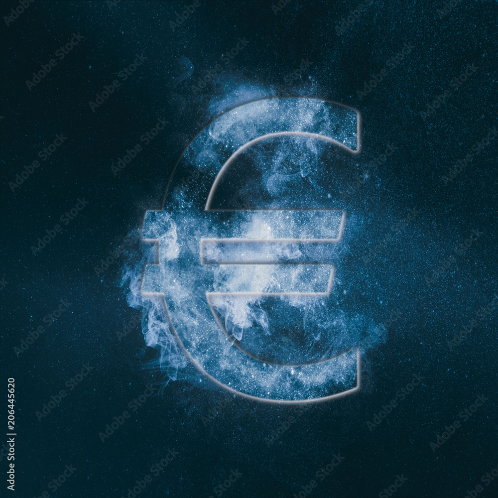 Euro sign, Euro Symbol. Monetary currency symbol. Abstract night sky ...