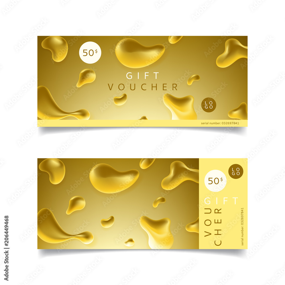 Vetor de Golden Gift Vocher template. Design of Coupon Usable for ...