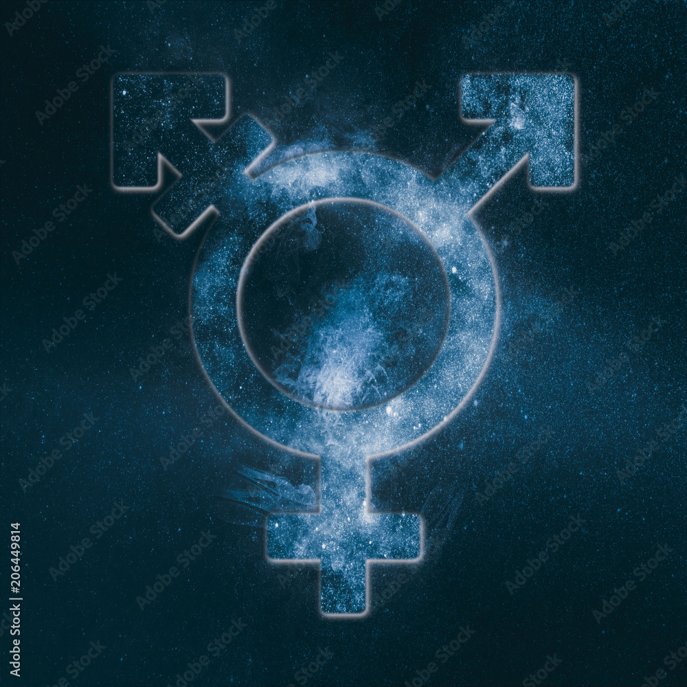 Transgender symbol. Trans gender sign. Abstract night sky background ...